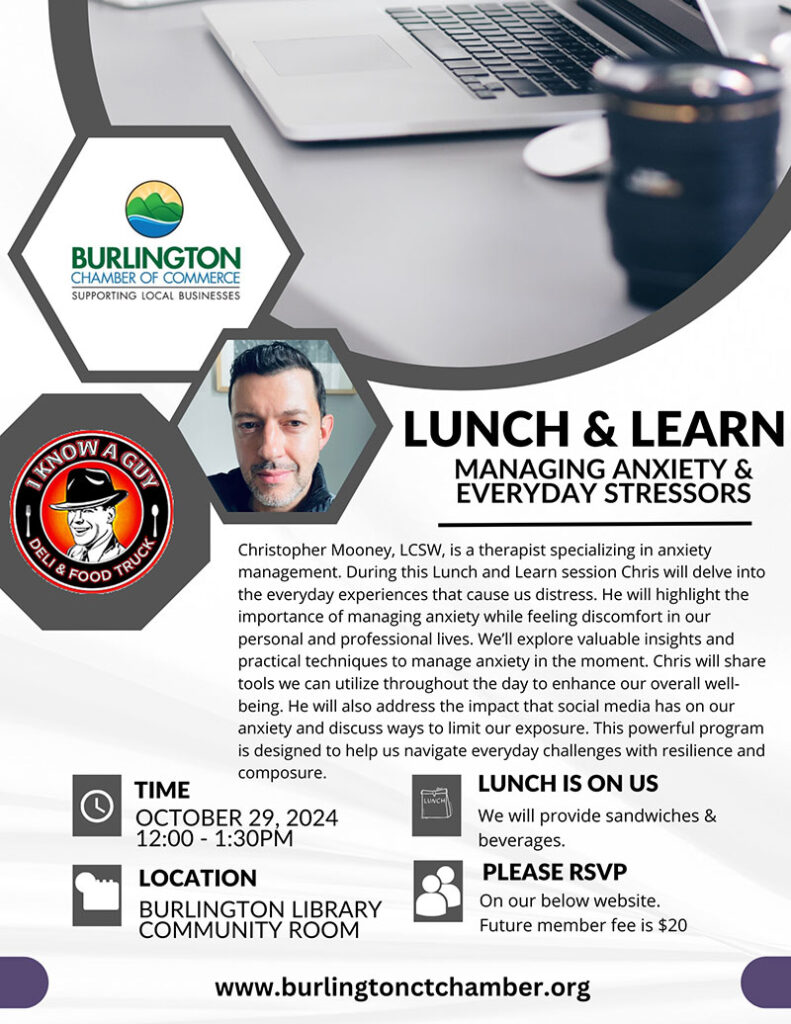 Lunch & Learn - Managing Anxiety and Everyday Stressors - Burlington Chamber of Commerce